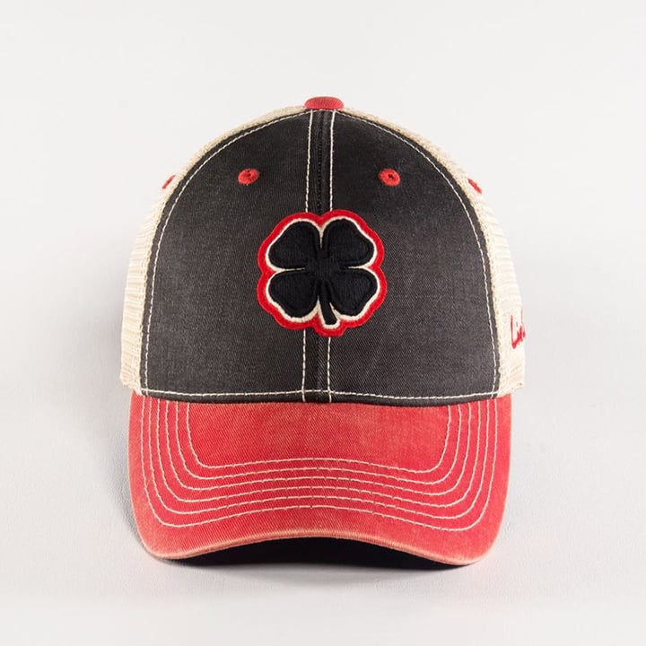 Two Tone Vintage Black Red White Black Clover